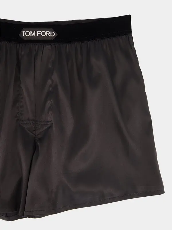 TOM FORD Silk Satin Logo Boxers - Black