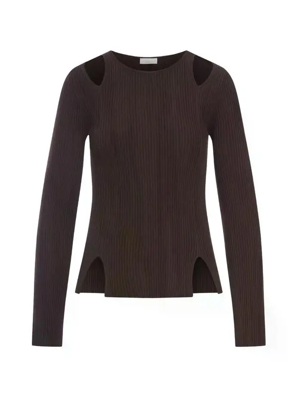 ROBERTO COLLINA Ribbed Cut-out Sweater - Brown