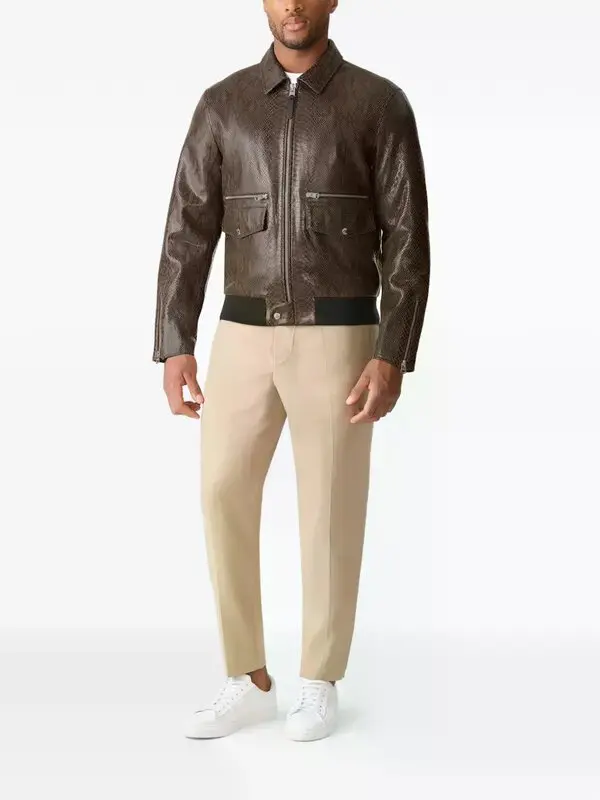 Mackage Snakeskin-effect Zipped Leather Jacket