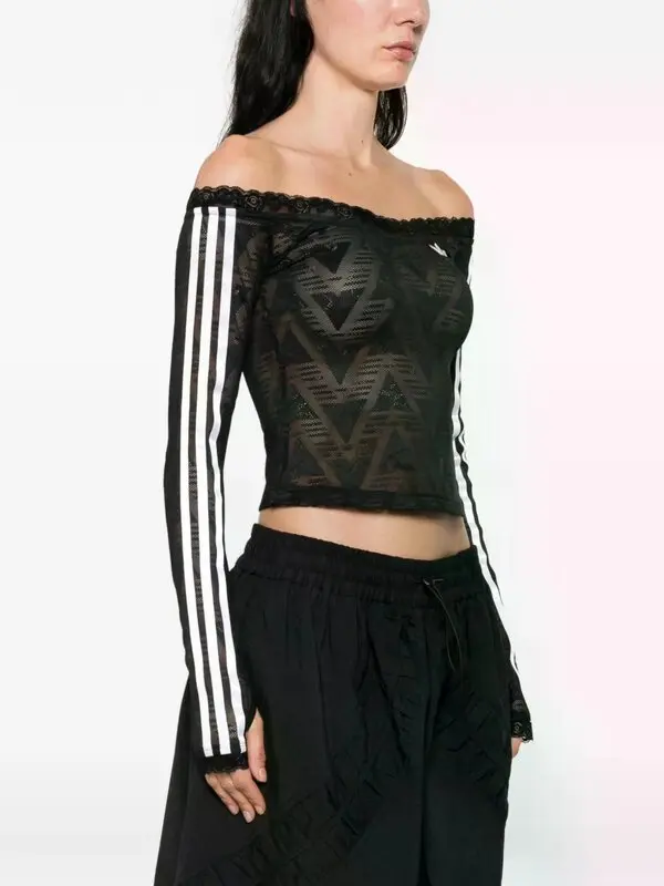 Adidas Lace Trim Striped Top