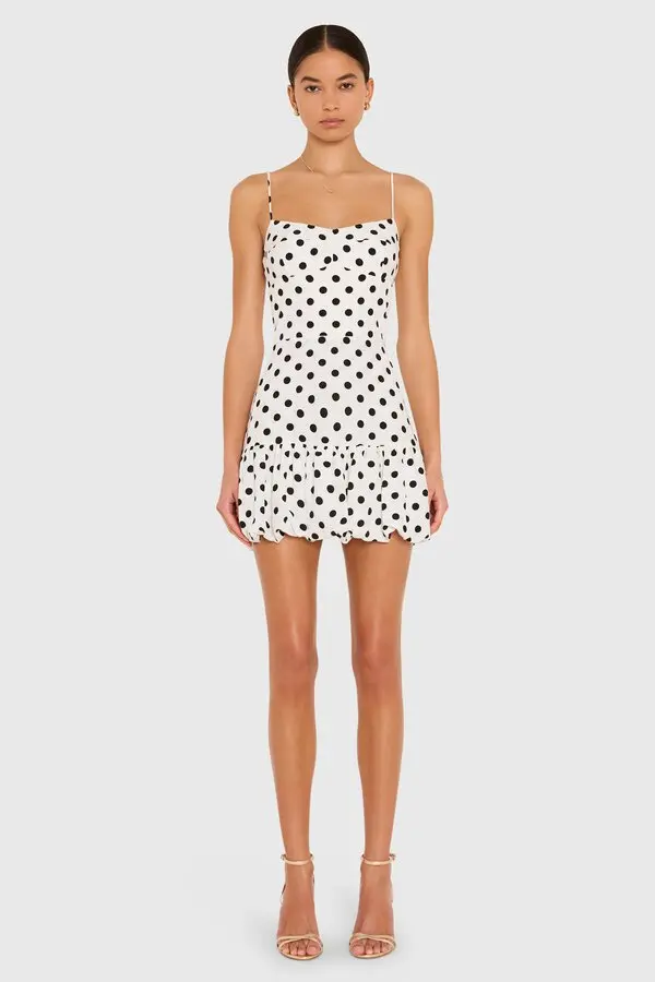 Amanda Uprichard Ivy Polka Dot Mini Romper - White Black