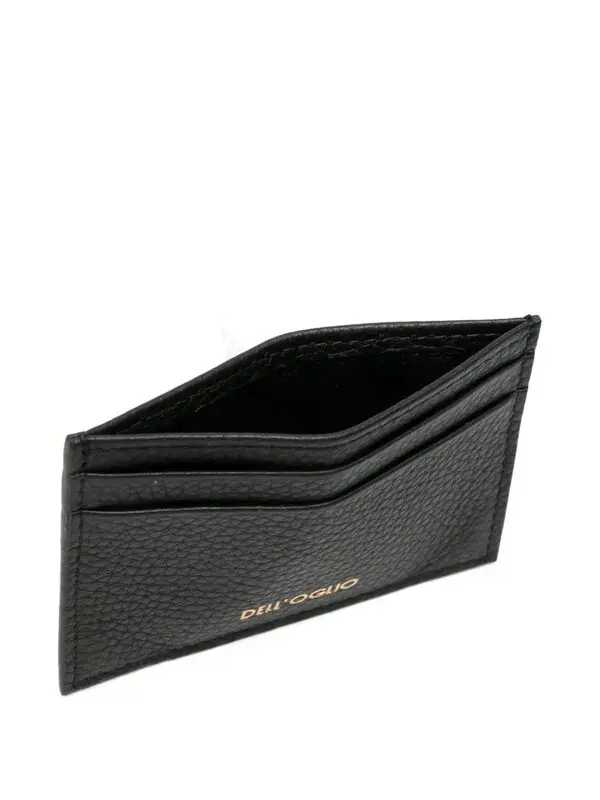 DELL'OGLIO Pebbled Card Holder - Black