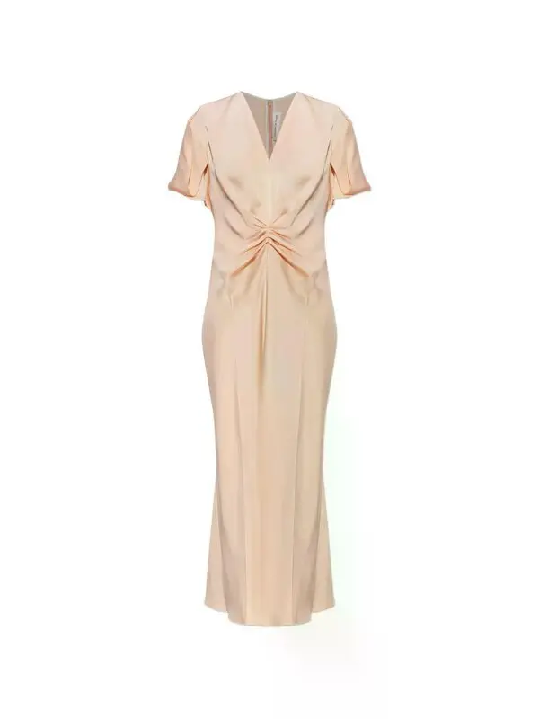 Victoria Beckham Draped V-neck Midi Dress - Neutrals