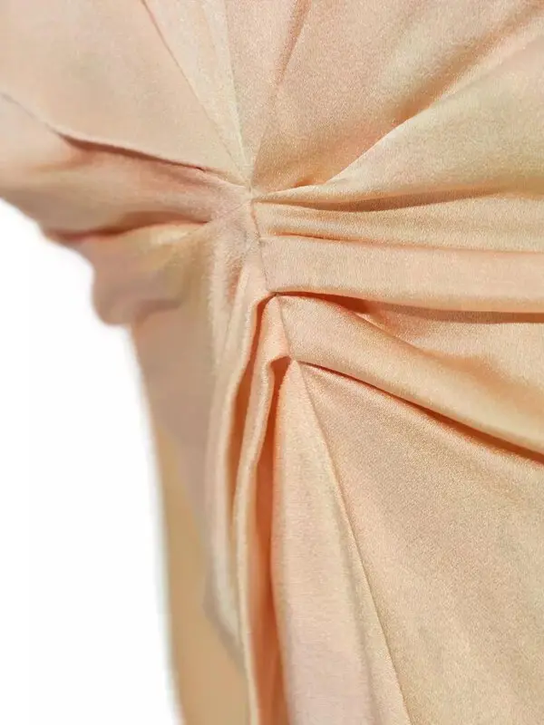 Victoria Beckham Eve Twist-detail Tulip-sleeve Midi Dress - Neutrals