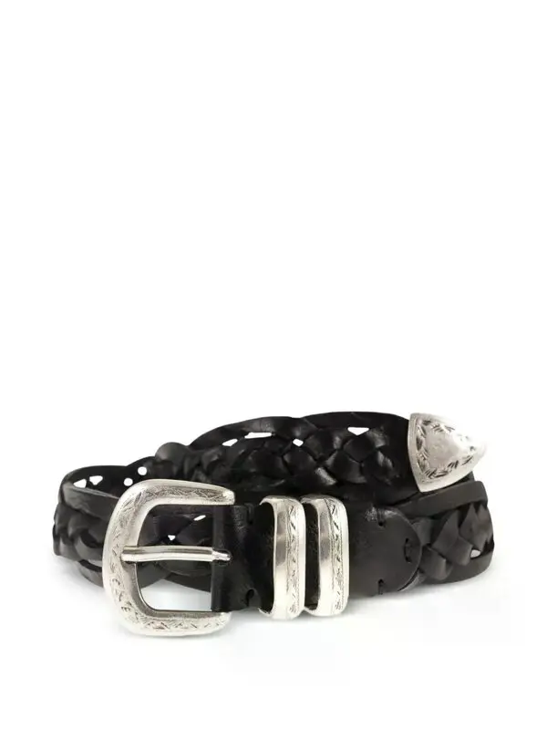 ALBERTO LUTI Braided Leather Belt - Black
