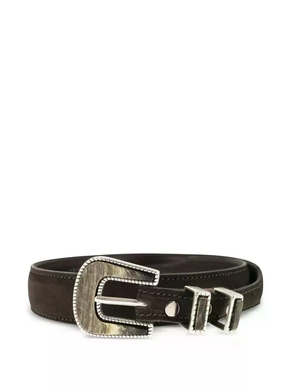 ALBERTO LUTI Buckle Suede Belt - Brown