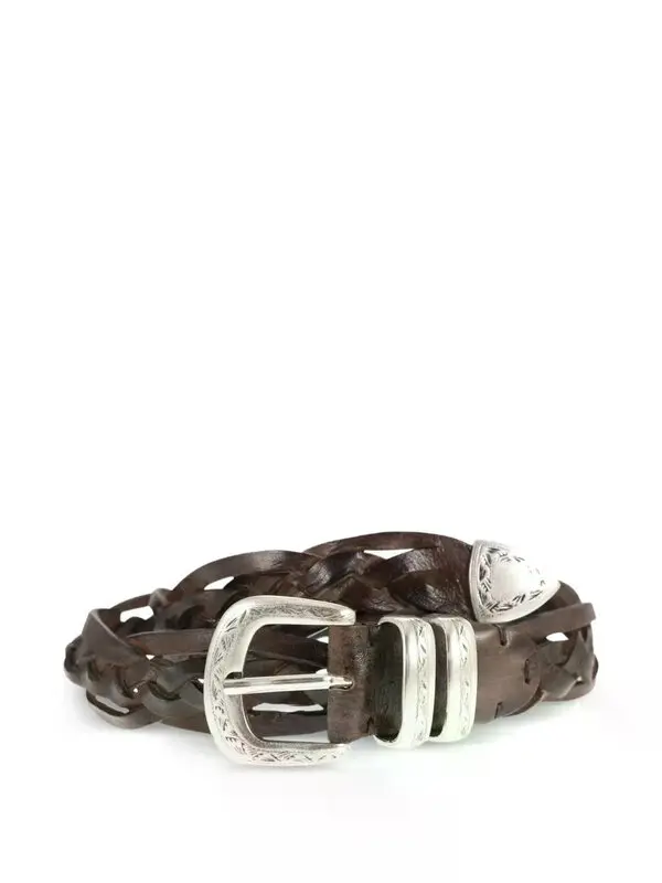 ALBERTO LUTI Braided Leather Belt - Brown