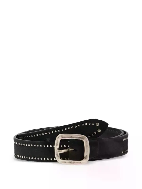 ALBERTO LUTI Studded Leather Belt - Black