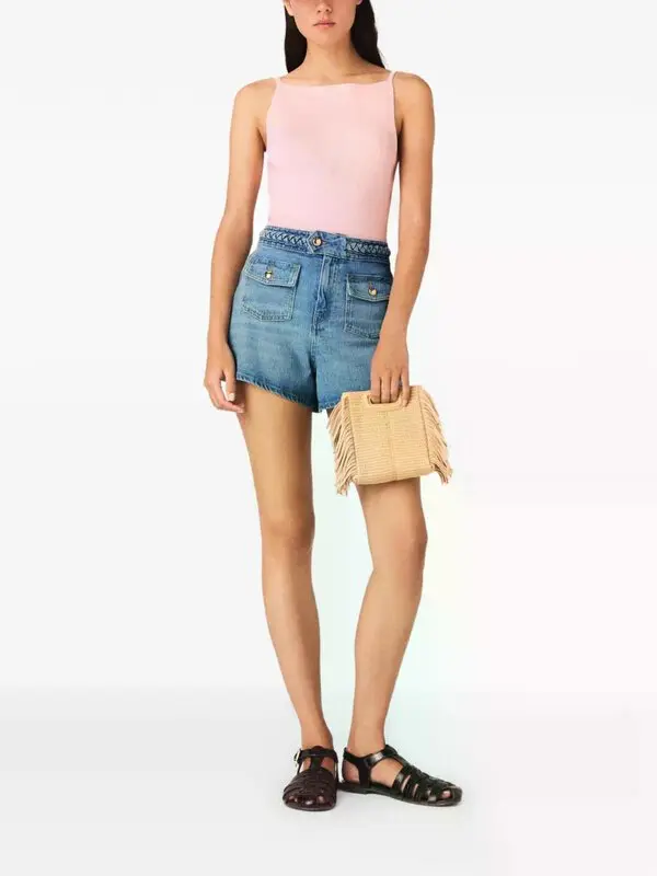 Maje Braided Trim Pocket Denim Shorts
