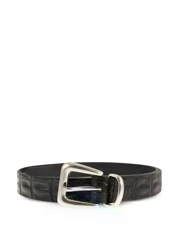 ALBERTO LUTI Crocodile-effect Buckle Belt - Black