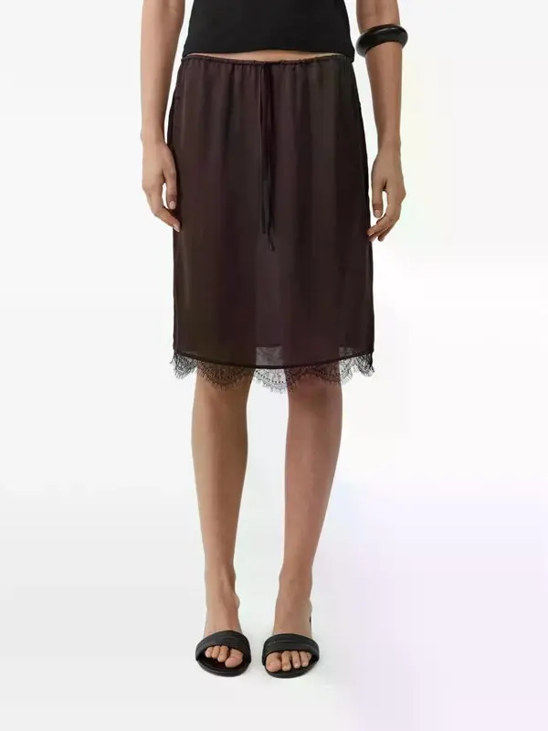ST. AGNI Lace Trim Skirt - Brown