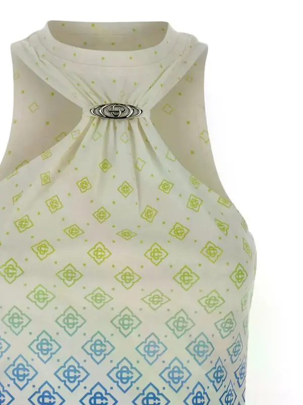 Casablanca Monogram Draped Top - Neutrals
