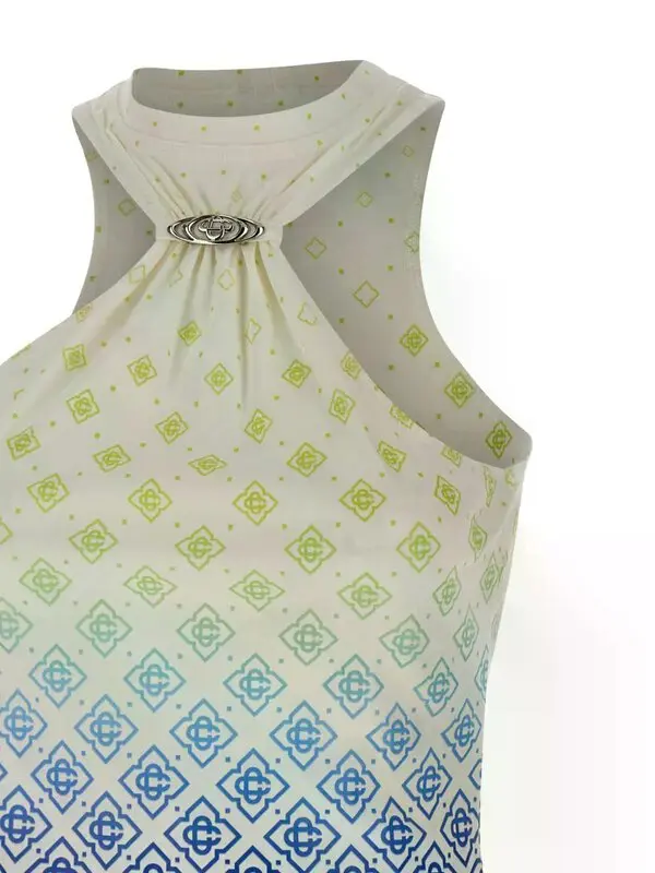Casablanca Monogram Draped Top - Neutrals