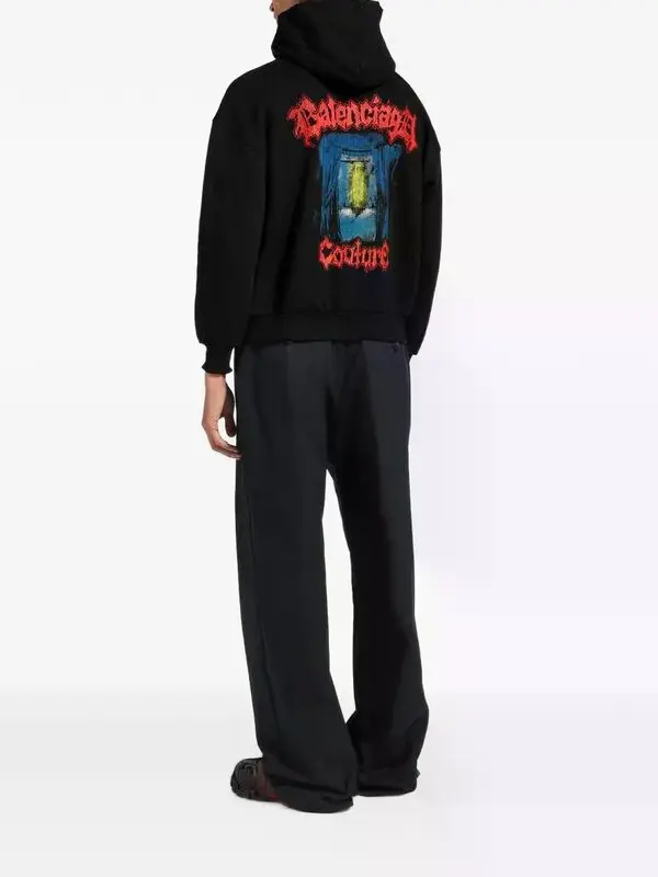 Balenciaga Logo-print Hoodie - Black