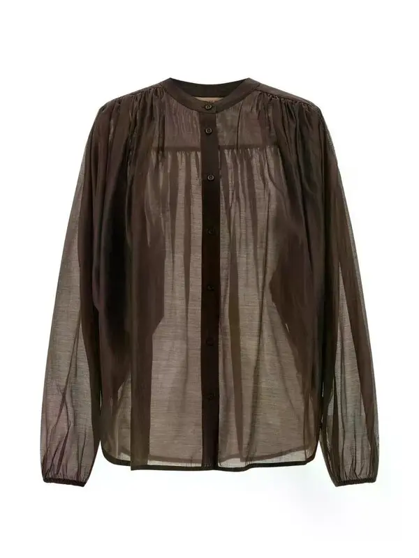 TWINSET Semi-transparent Puff-sleeve Shirt - Brown