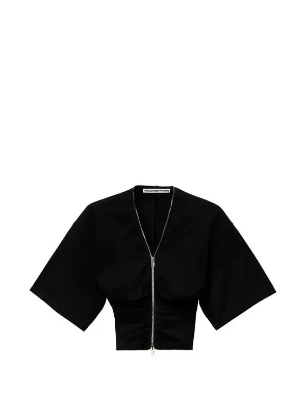 Alexander Wang Zip-up Ruched Top - Black