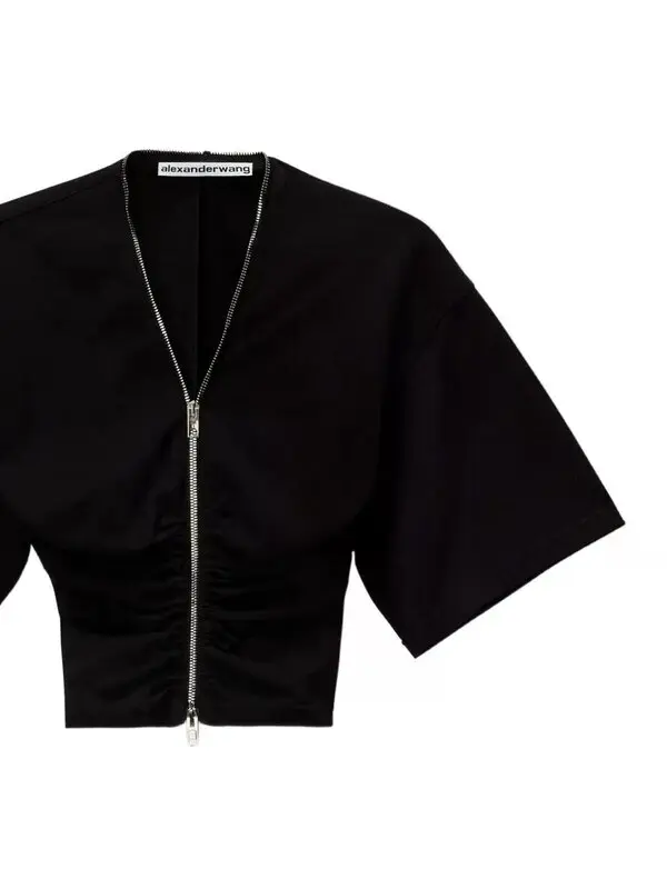 Alexander Wang Zip-up Ruched Top - Black