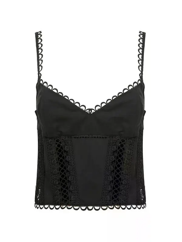 Charo Ruiz Ibiza Poppy Lace-trim Top - Black
