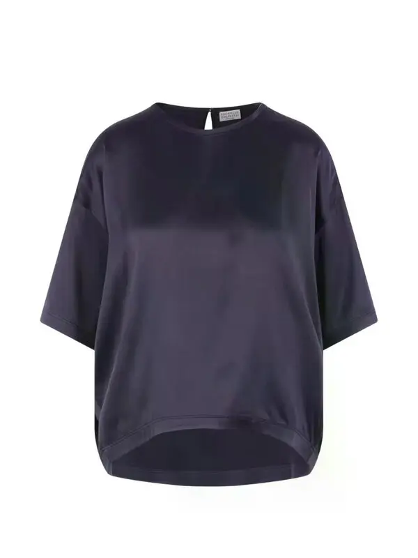 Brunello Cucinelli Silk-satin Blouse - Blue