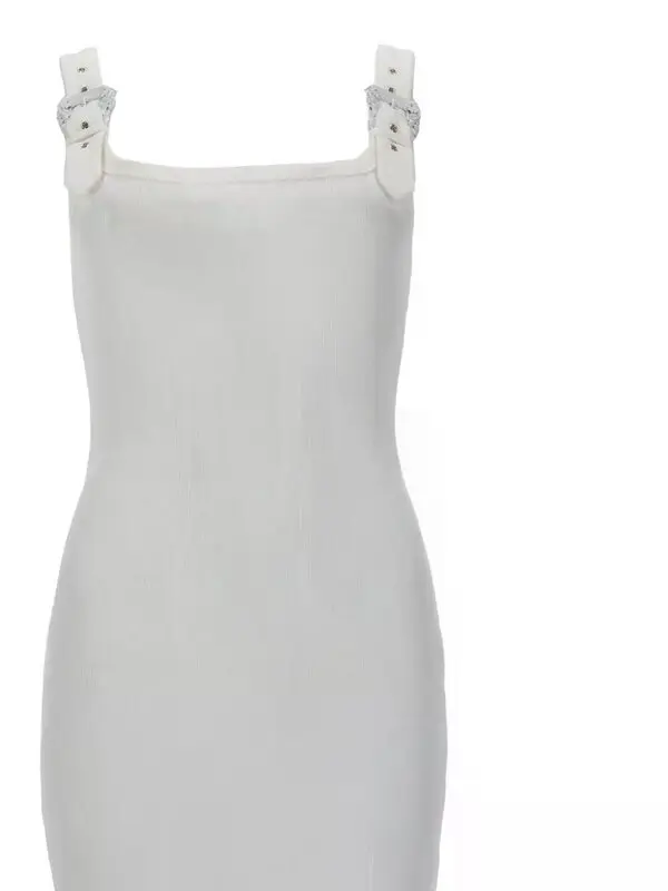 Versace Buckle Strap Midi Dress - White