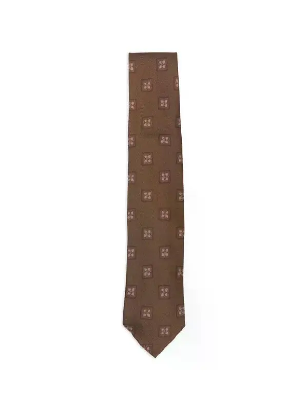 LARDINI Floral Neck Tie - Brown