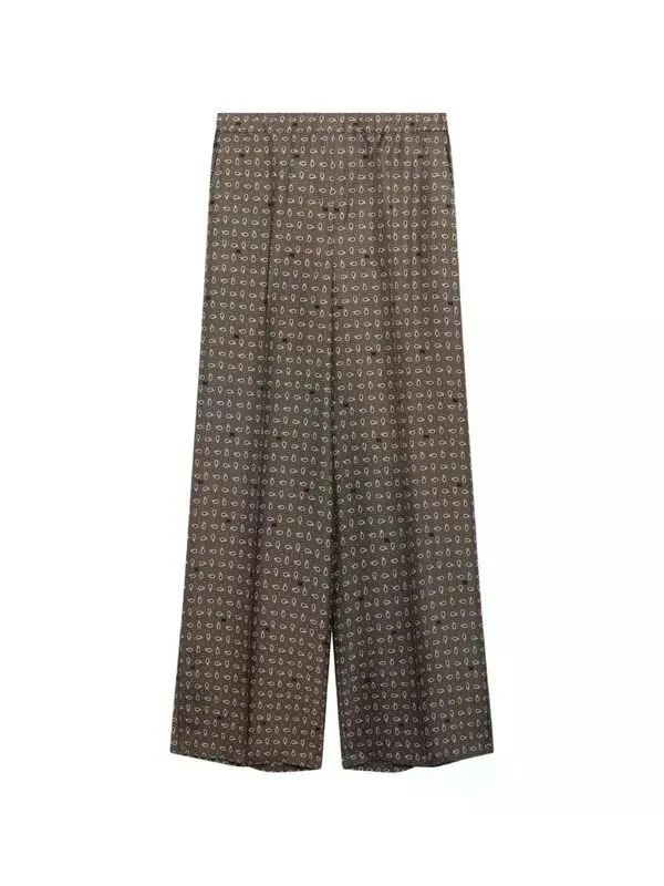 Max Mara Printed Silk Trousers - Brown