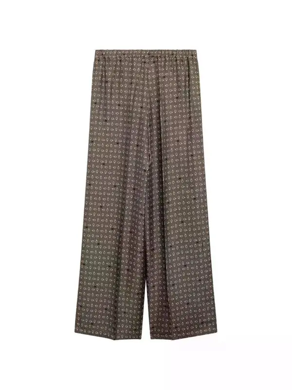Max Mara Printed Silk Trousers - Brown