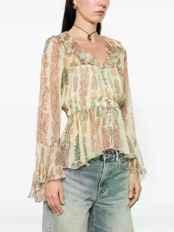 Etro Paisley Print Blouse - Green