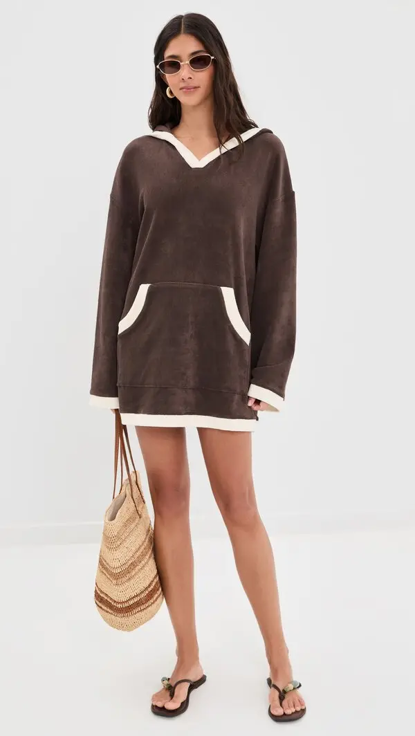 Staud Anona Hooded Mini Dress - Java