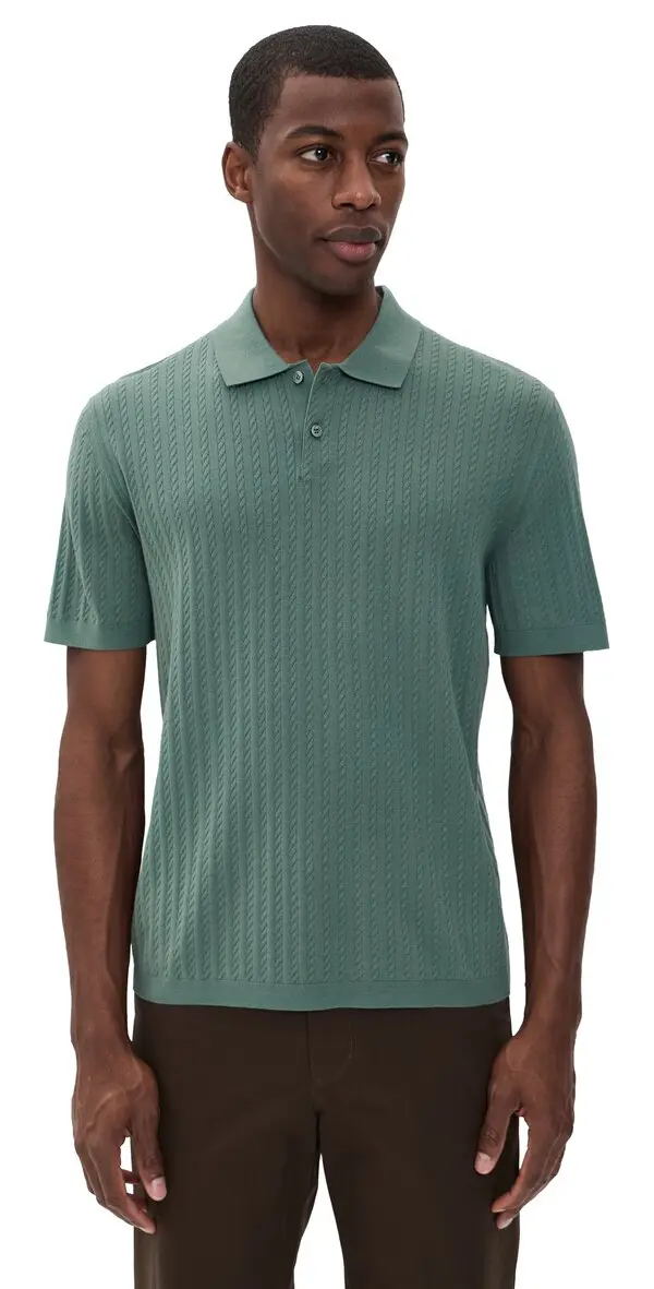 Theory Cable Knit Polo In Fine Bilen