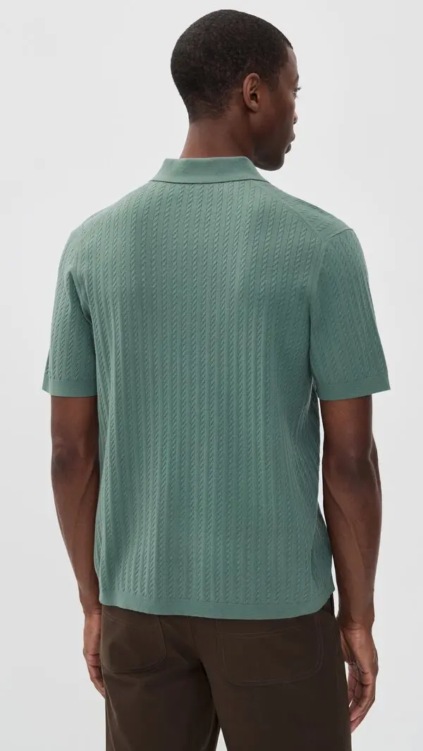 Theory Cable Knit Polo In Fine Bilen