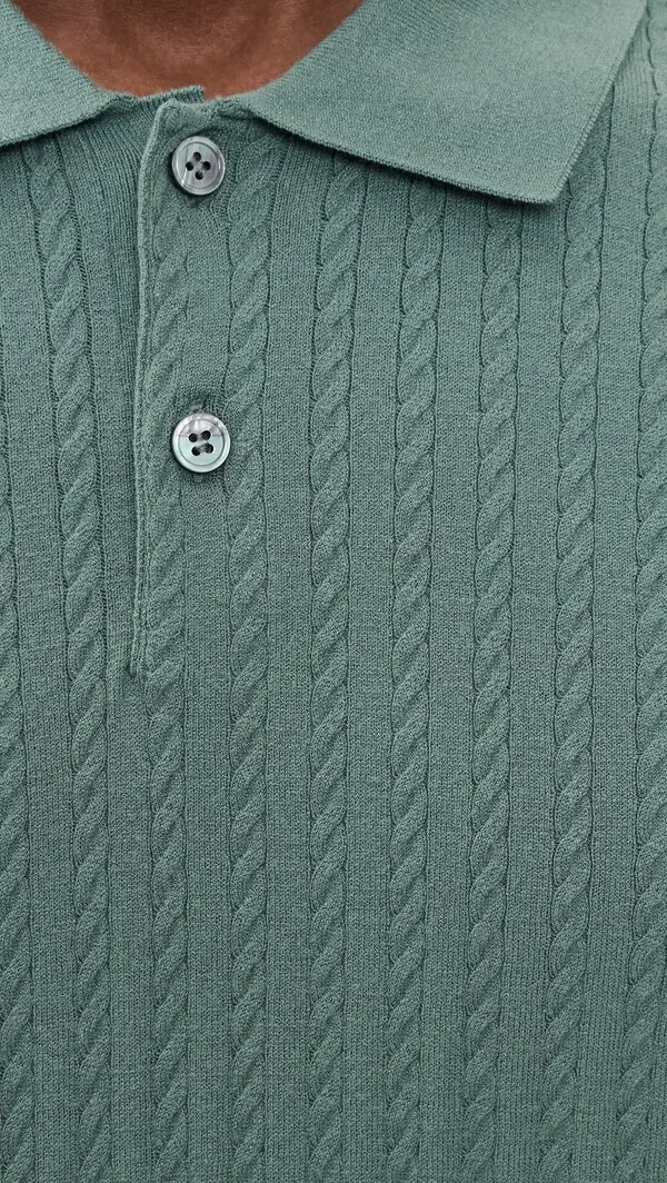 Theory Cable Knit Polo In Fine Bilen