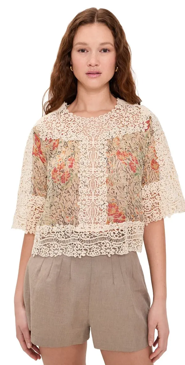 Sea Luisa Floral Print Top - Cream