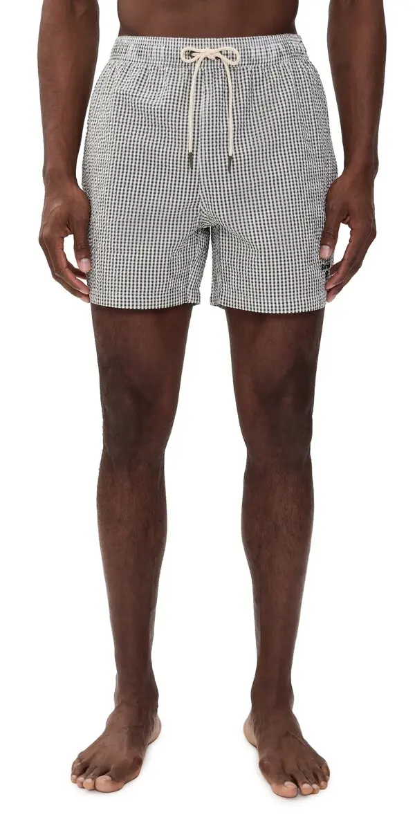 Barbour Gingham Seersucker Swim Shorts - Olive