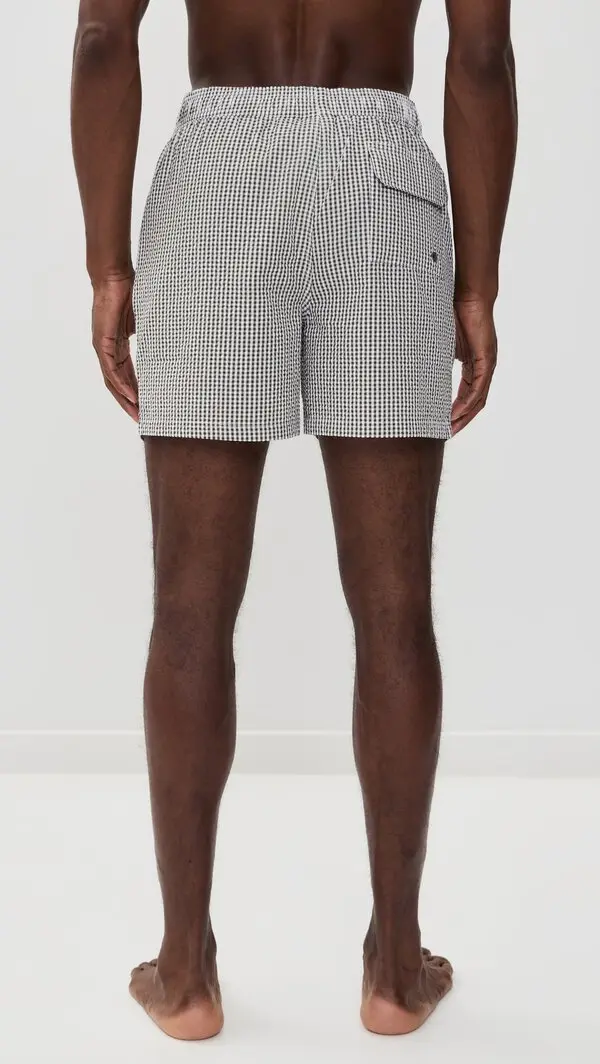 Barbour Gingham Seersucker Swim Shorts - Olive