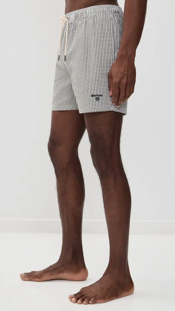 Barbour Gingham Seersucker Swim Shorts - Olive