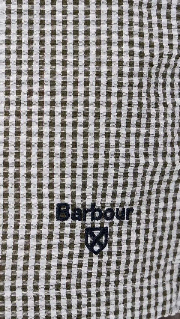 Barbour Gingham Seersucker Swim Shorts - Olive
