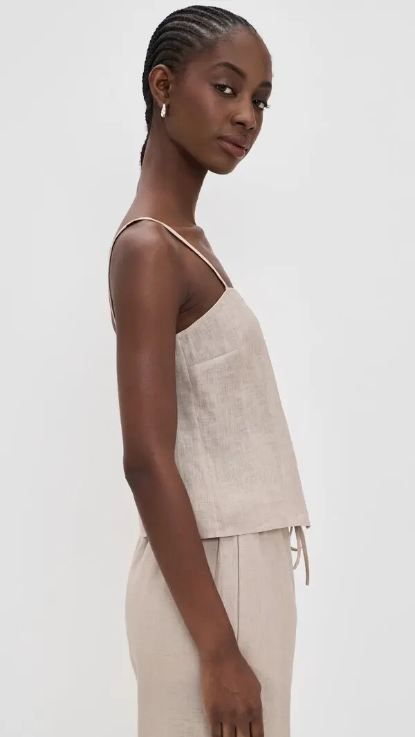 FRAME Linen Button Cami - Flax