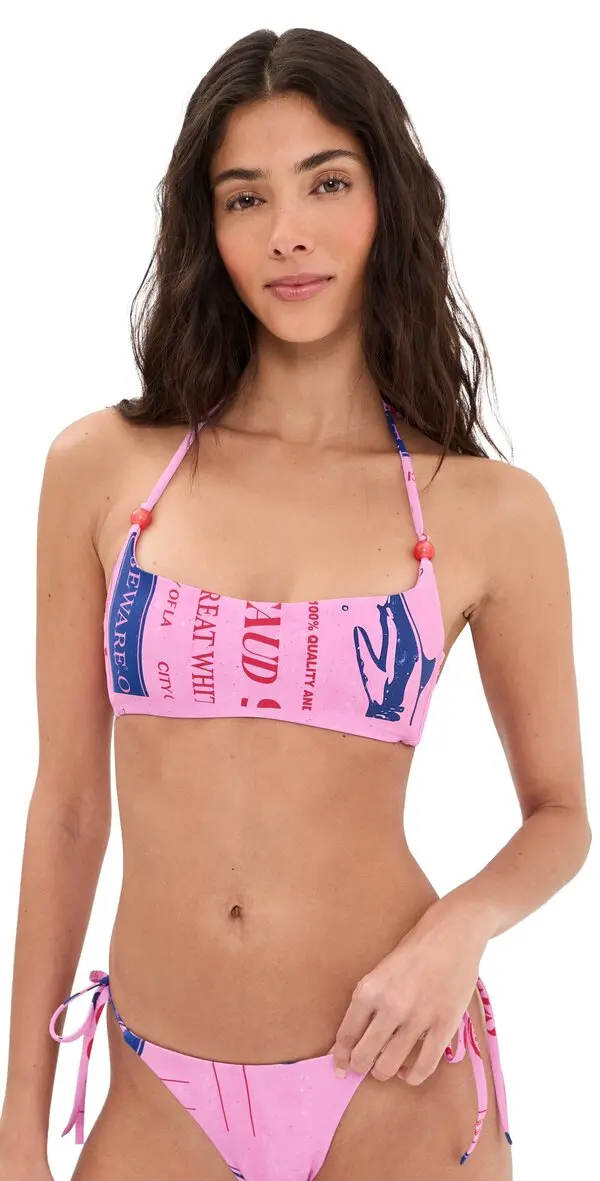 Staud Laird Bikini Top - Parcel Print Pink