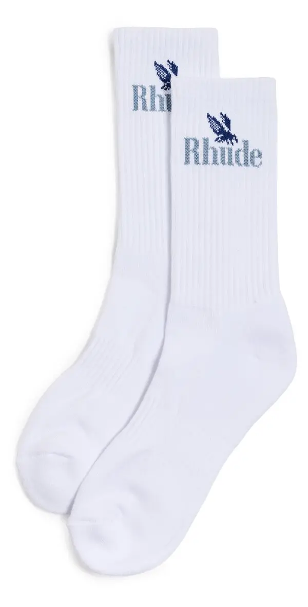 Rhude Rossa Logo Socks - White/blue