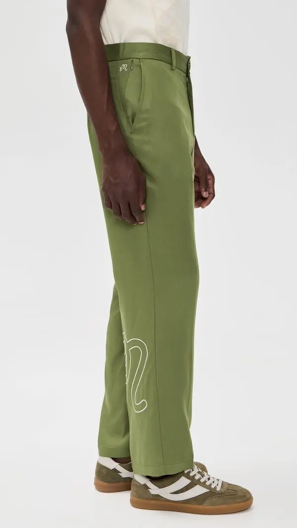 MALBON Straight Leg Twill Pants - Olivine