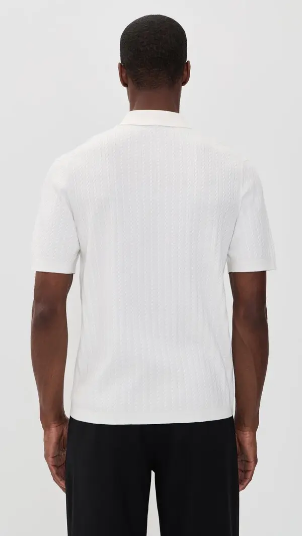 Theory Cable Knit Polo In Fine Bilen