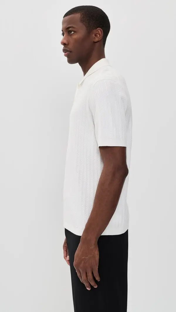 Theory Cable Knit Polo In Fine Bilen