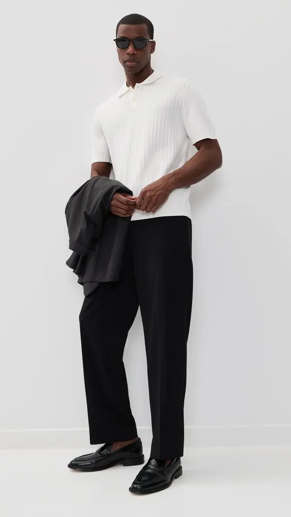 Theory Cable Knit Polo In Fine Bilen