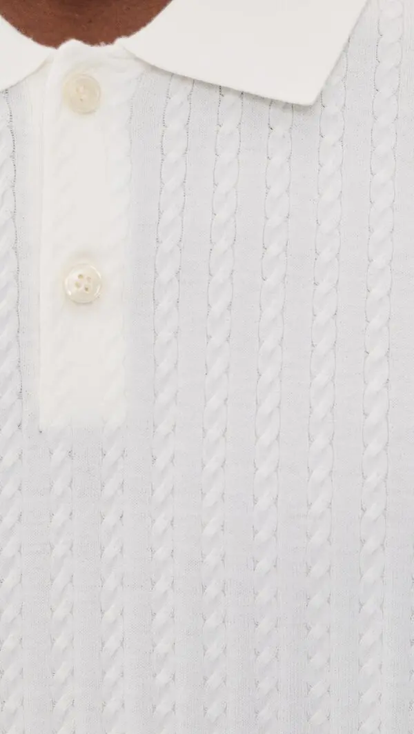 Theory Cable Knit Polo In Fine Bilen