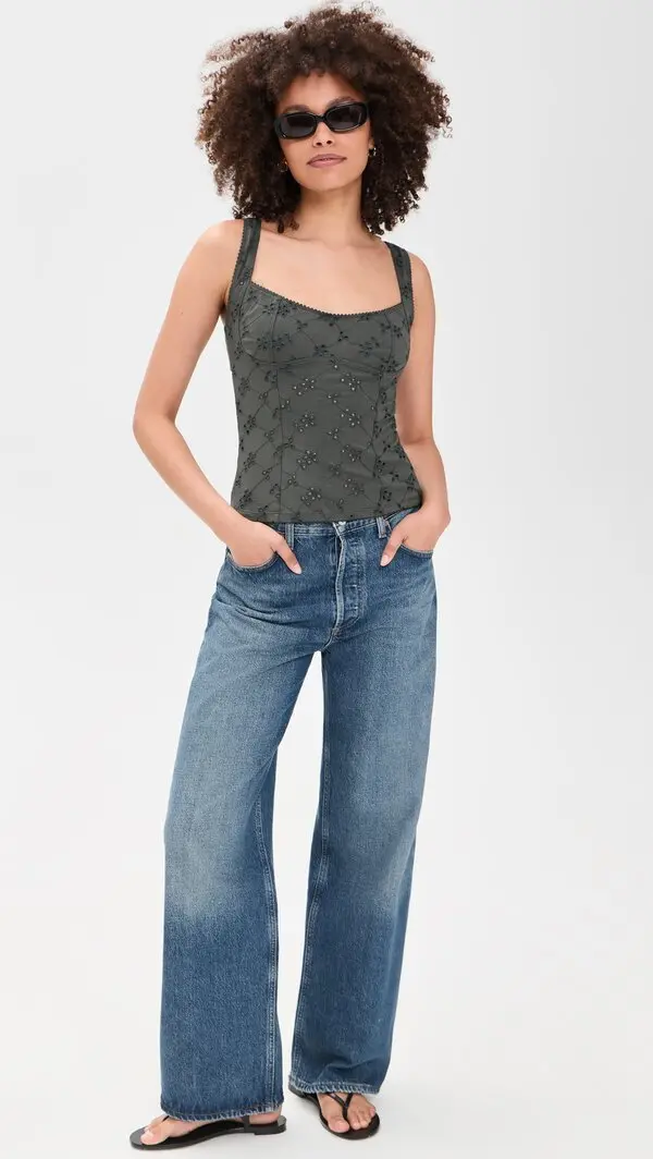Free People Eyelet Camisole - Hunter