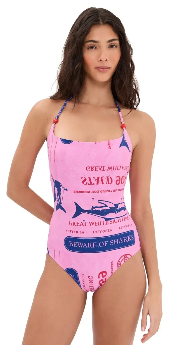Staud Laird Printed One Piece - Parcel Print Pink