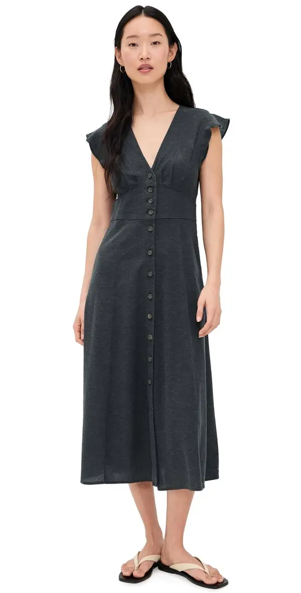 Marine Layer Camila Midi Dress - Black