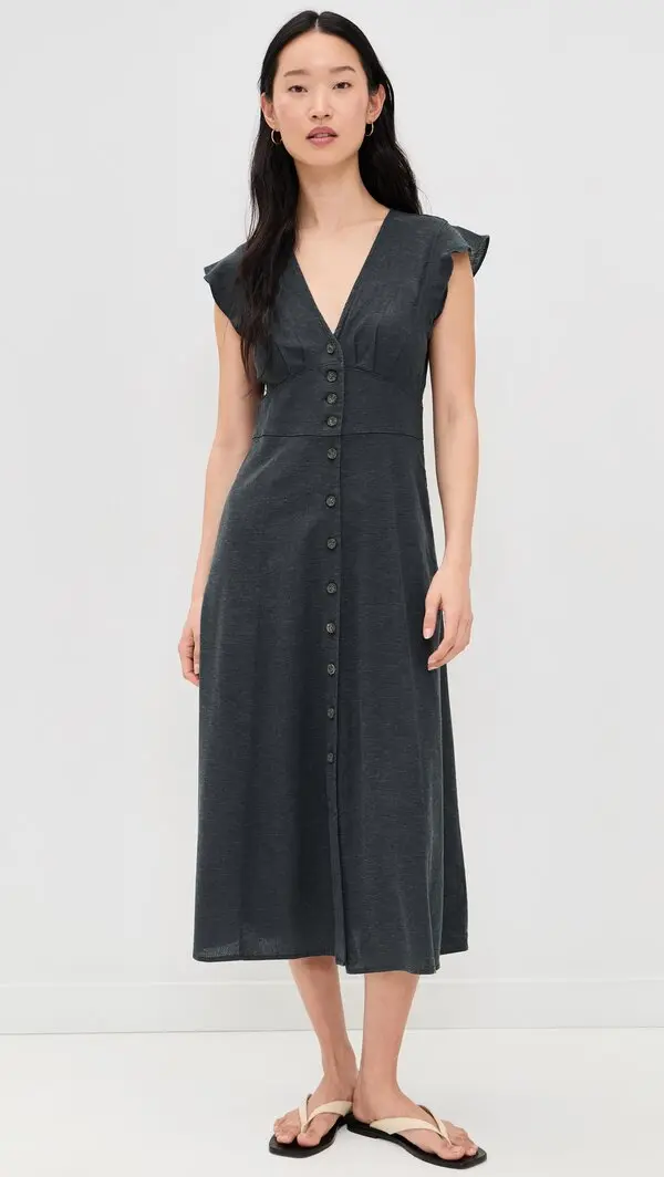 Marine Layer Camila Midi Dress - Black
