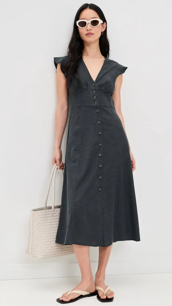 Marine Layer Camila Midi Dress - Black